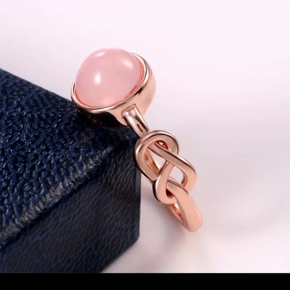 Jewelry | Newclassy Pink Stone Decor Knotted Ring In Rose Gold Plating | Poshmark